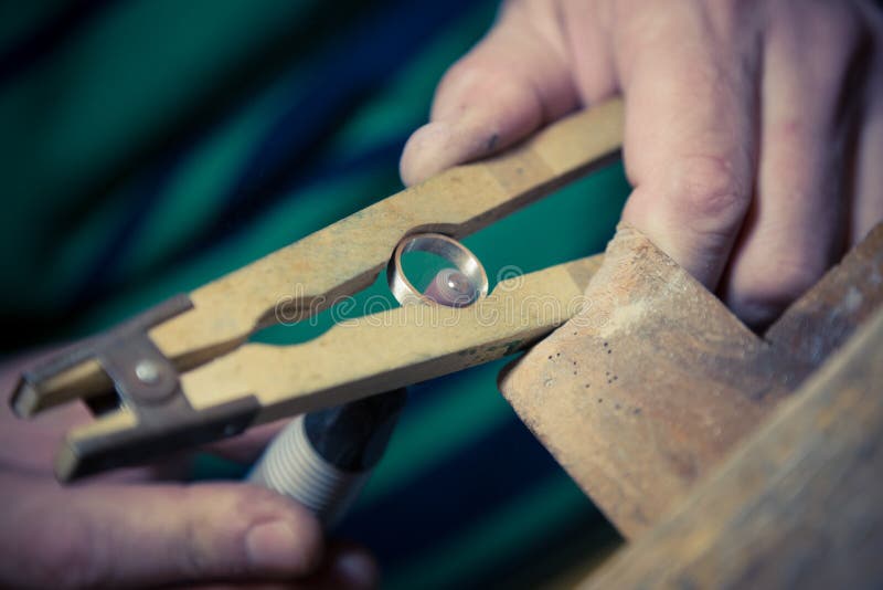 Goldsmith Working on Wedding Rings Stock Image - Image of jeweler ...