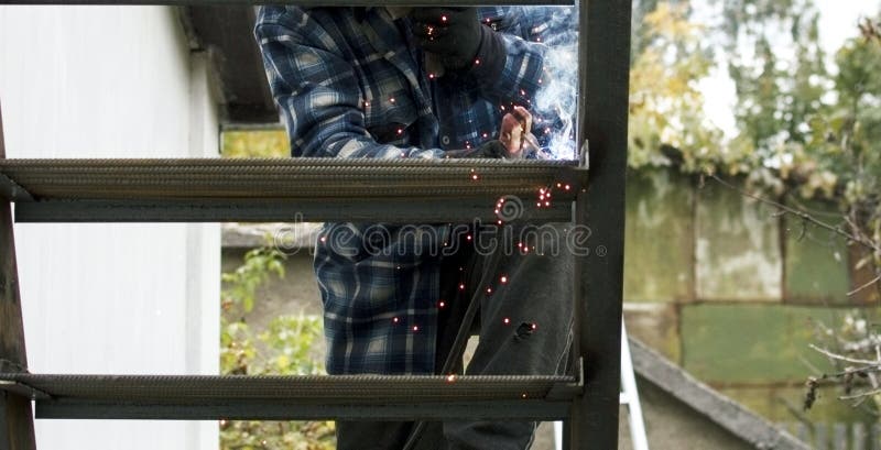 The Process of Welding Metal Ladder Elements Stock Photo - Image of ...