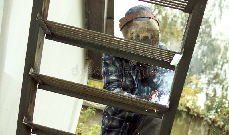 The Process of Welding Metal Ladder Elements Stock Image - Image of ...