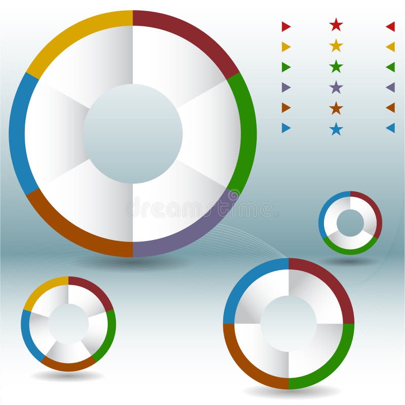 Process Wheel Pie Chart Set Stock Vector - Illustration of star ...
