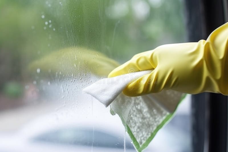 The Process of Wiping Water Off a Window with a Blade Stock Photo ...