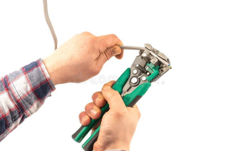 The Process of Wire Processing Using a Stripper Stock Photo - Image of ...