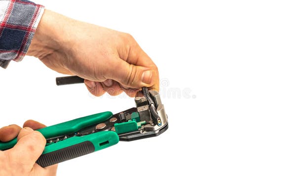 The Process of Wire Processing Using a Stripper Stock Photo - Image of ...