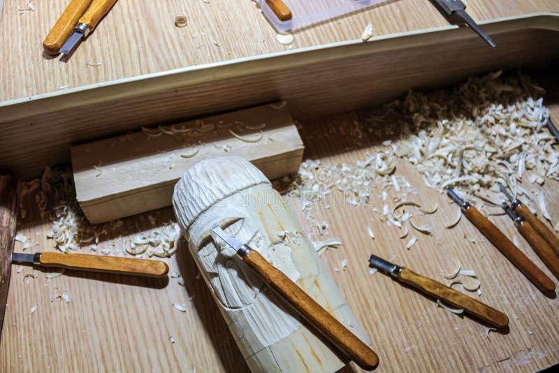 The Process of Wood Carving Stock Image - Image of carving, souvenir ...