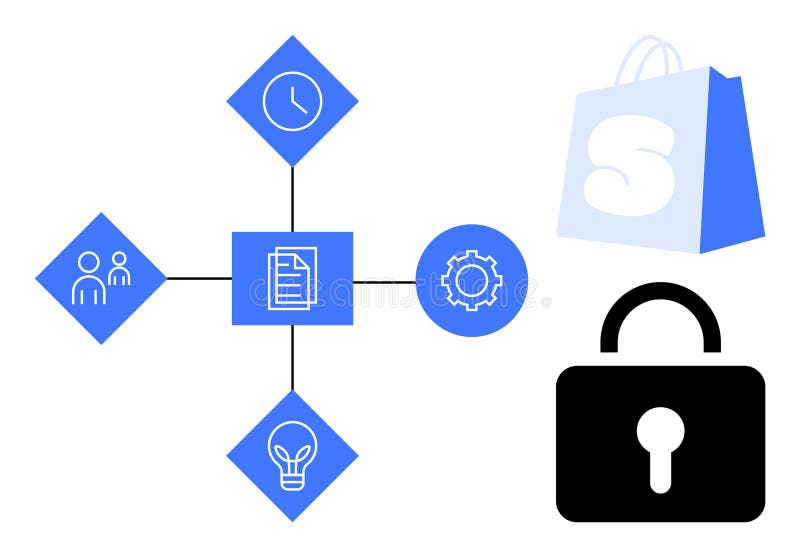 Process Workflow with Gears and Security Lock Stock Vector ...