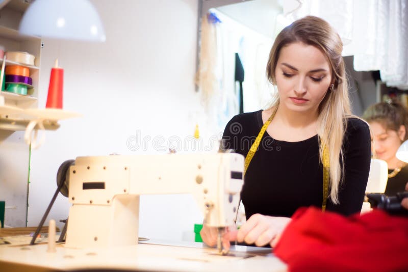 Process of Working with Sewing Machine in an Atelier. Stock Photo ...