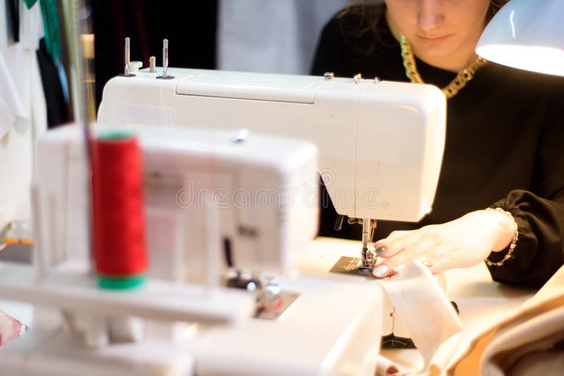 Process of Working with Sewing Machine in an Atelier. Stock Image ...