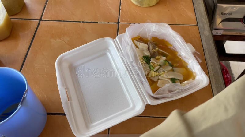 The Process of Wrapping Cooked Seblak Food Stock Video - Video of food ...