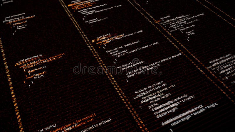 Process Of Writing Source Code Animation Virtual Field Of Software With Source Code Stock