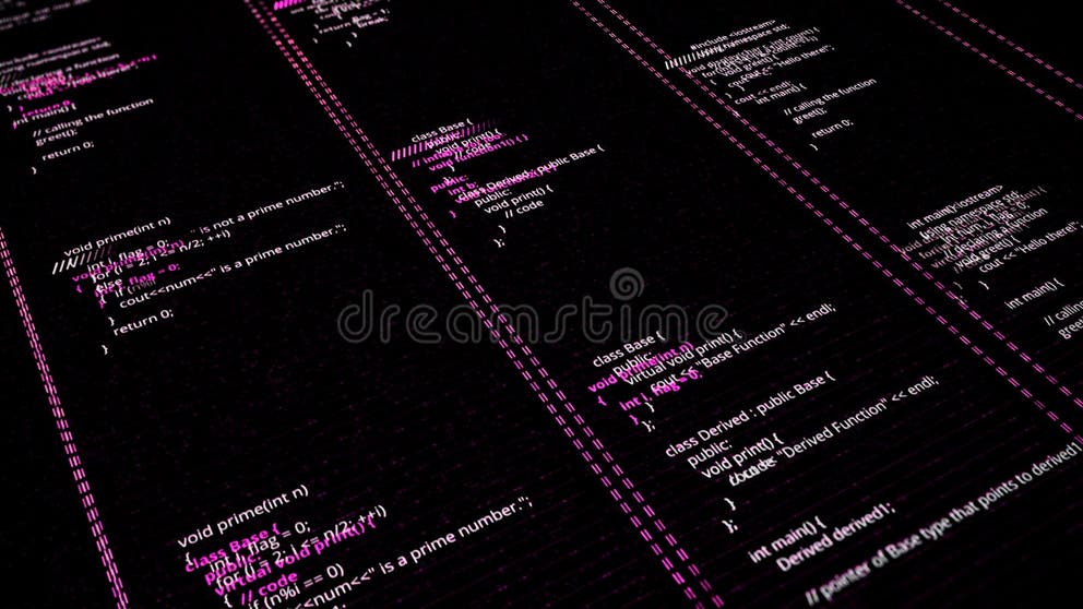 Process of Writing Source Code. Animation. Virtual Field of Software ...