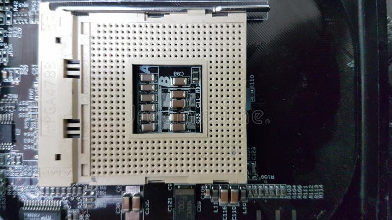 Processador Cpu Na Motherboard De Um Moderno Microchip De Computador ...