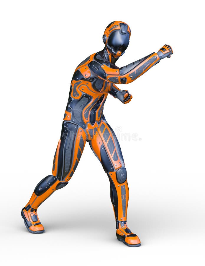 Processamento 3D CG De Ciber-homem Ilustração Stock - Ilustração de ...