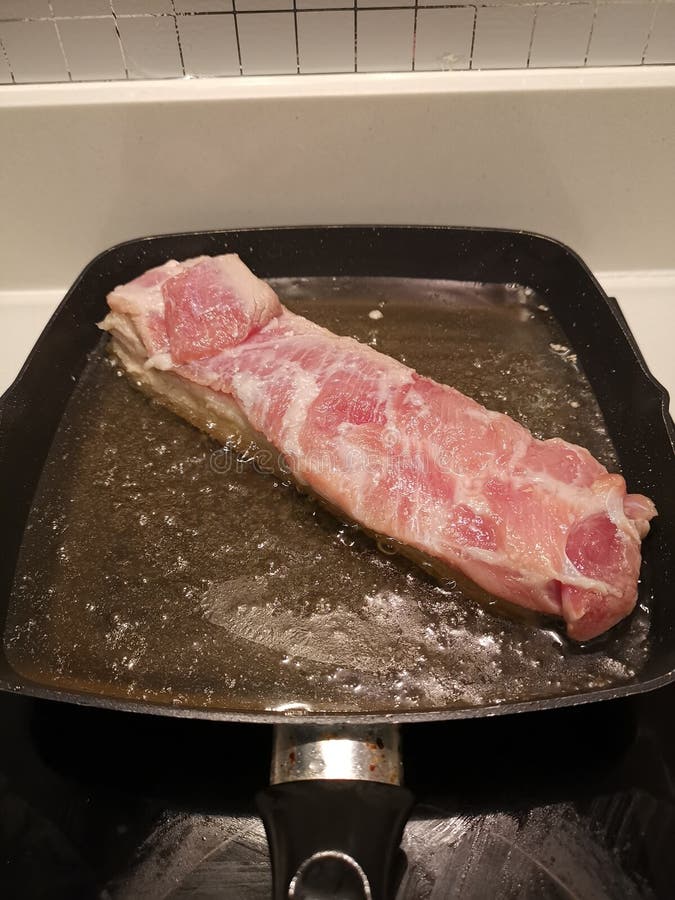 A Processed of Belly Pork Fried with a Belly Oil Stock Image - Image of ...