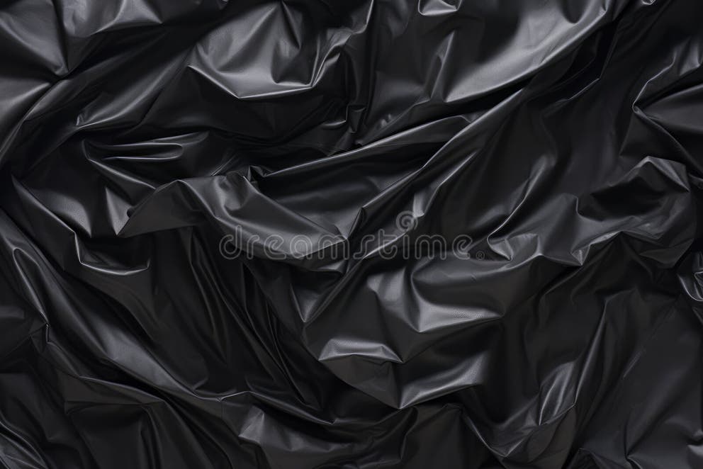 Processed Collage of Black Cellophane Garbage Bag Texture. Background ...