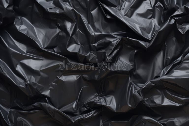Processed Collage of Black Cellophane Garbage Bag Texture. Background ...