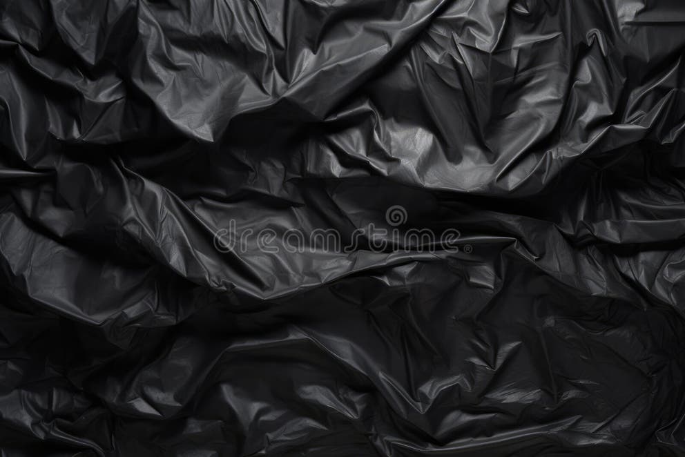 Processed Collage of Black Cellophane Garbage Bag Texture. Background ...