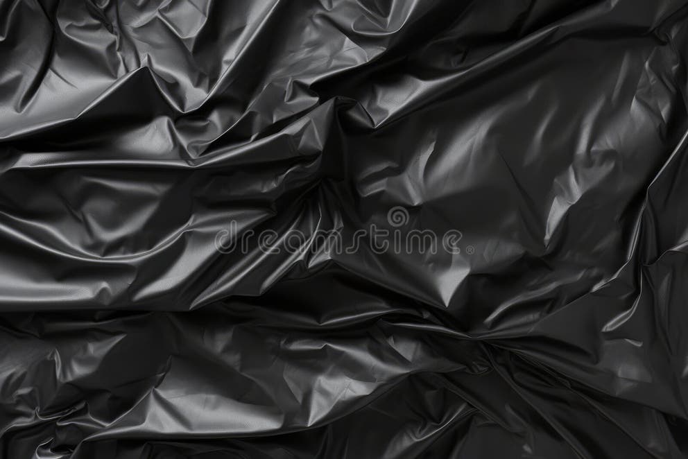 Processed Collage of Black Cellophane Garbage Bag Texture. Background ...