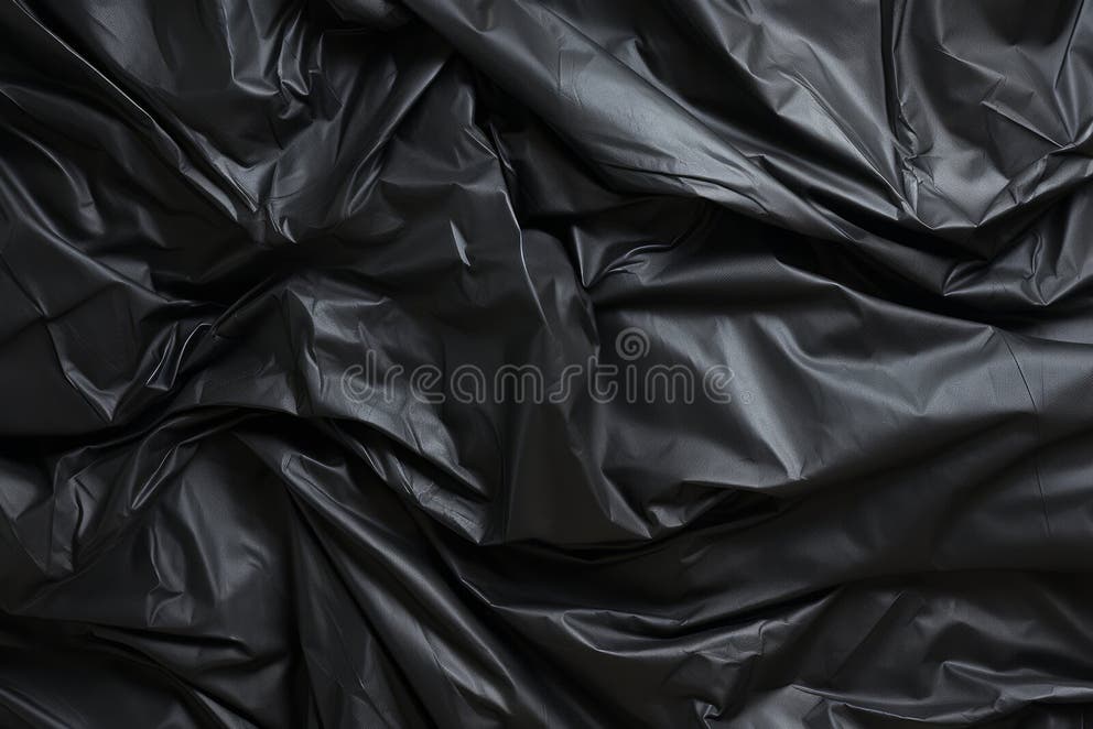 Processed Collage of Black Cellophane Garbage Bag Texture. Background ...
