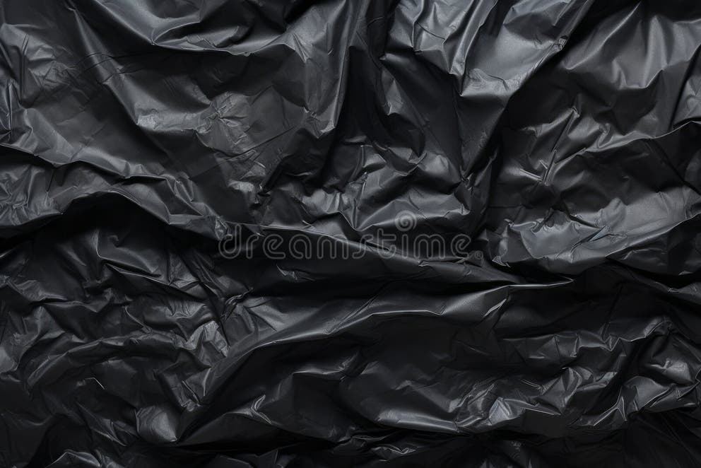 Processed Collage of Black Cellophane Garbage Bag Texture. Background ...