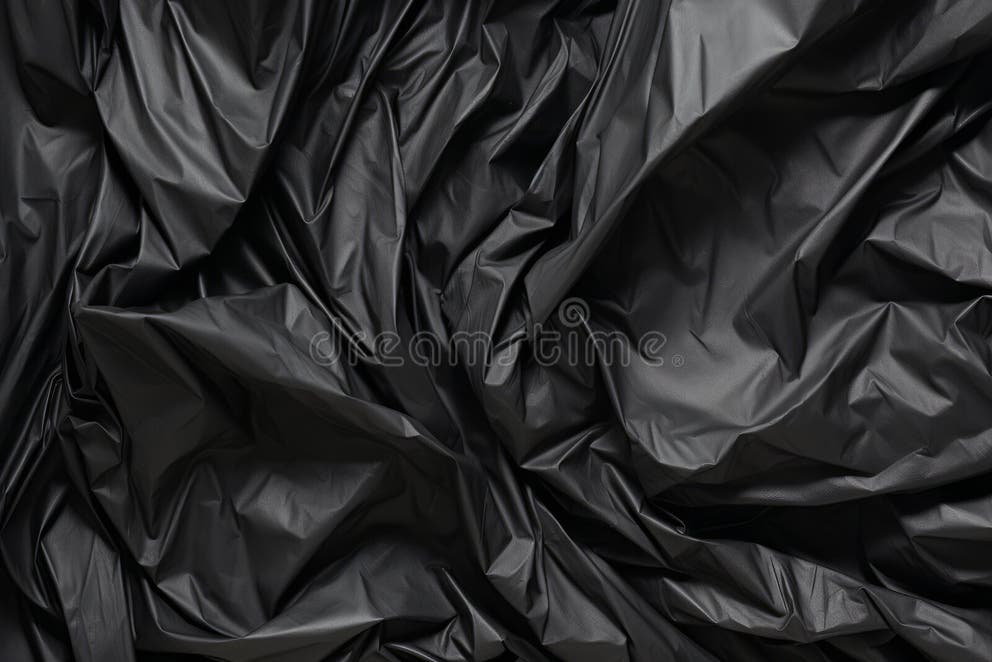 Processed Collage of Black Cellophane Garbage Bag Texture. Background ...