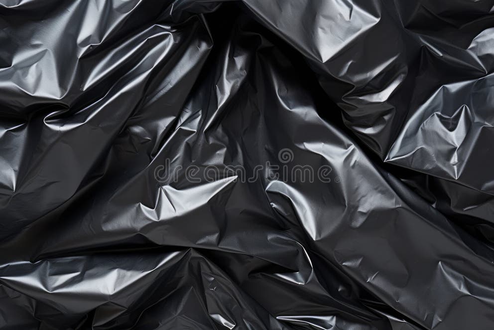 Processed Collage of Black Cellophane Garbage Bag Texture. Background ...