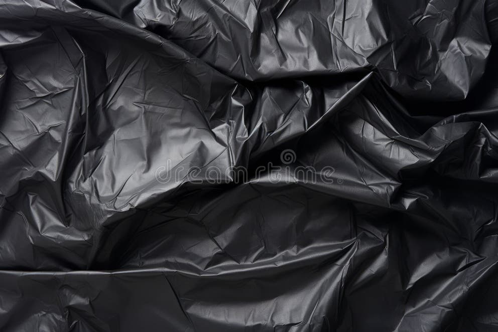 Processed Collage of Black Cellophane Garbage Bag Texture. Background ...