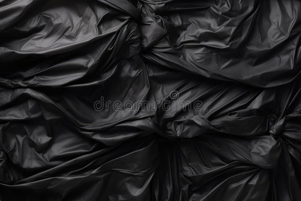 Processed Collage of Black Cellophane Garbage Bag Texture. Background ...