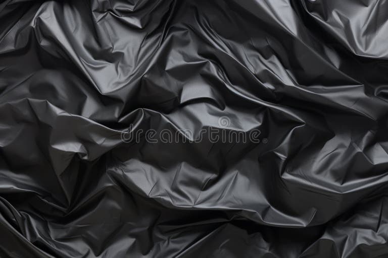 Processed Collage of Black Cellophane Garbage Bag Texture. Background ...