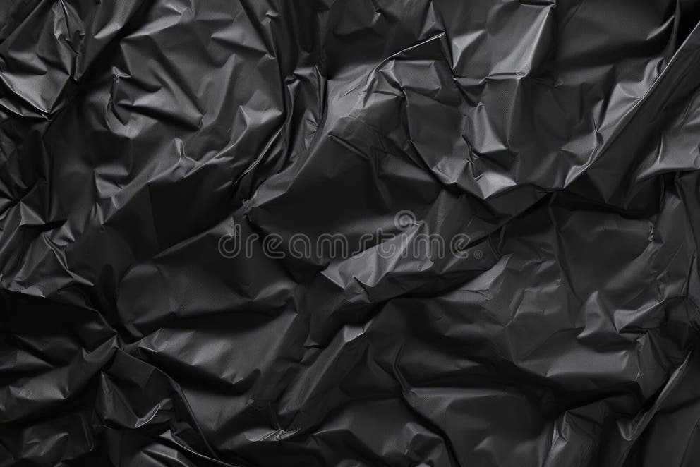 Processed Collage of Black Cellophane Garbage Bag Texture. Background ...