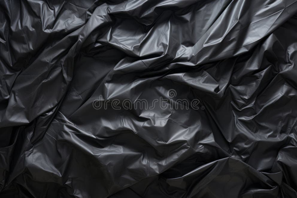 Processed Collage of Black Cellophane Garbage Bag Texture. Background ...