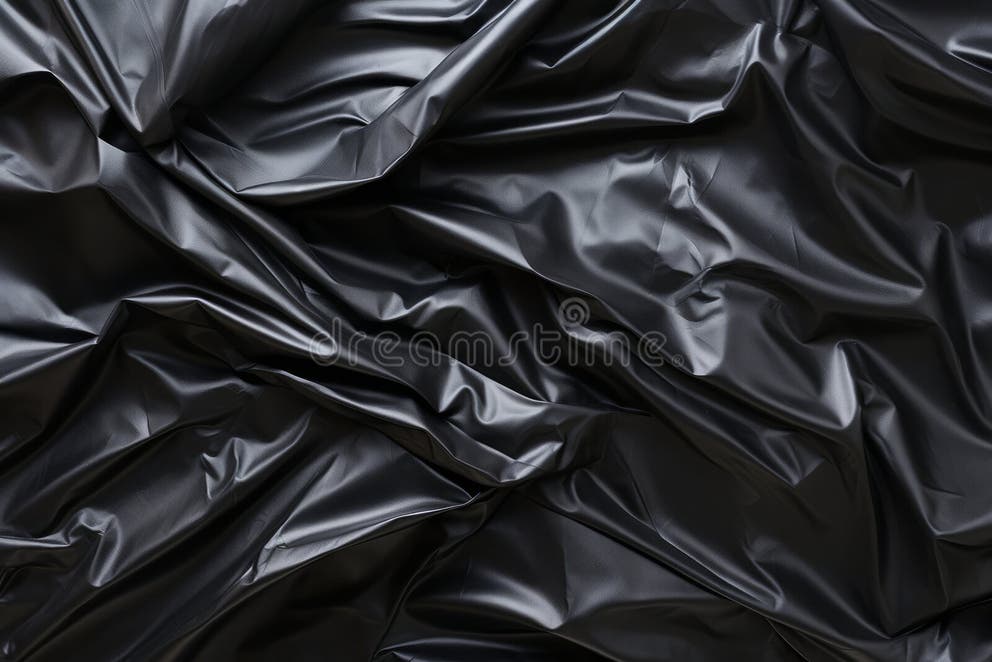 Processed Collage of Black Cellophane Garbage Bag Texture. Background ...