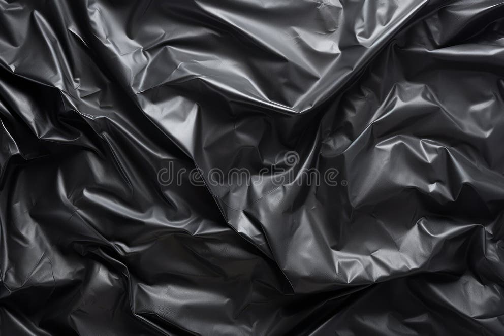 Processed Collage of Black Cellophane Garbage Bag Texture. Background ...
