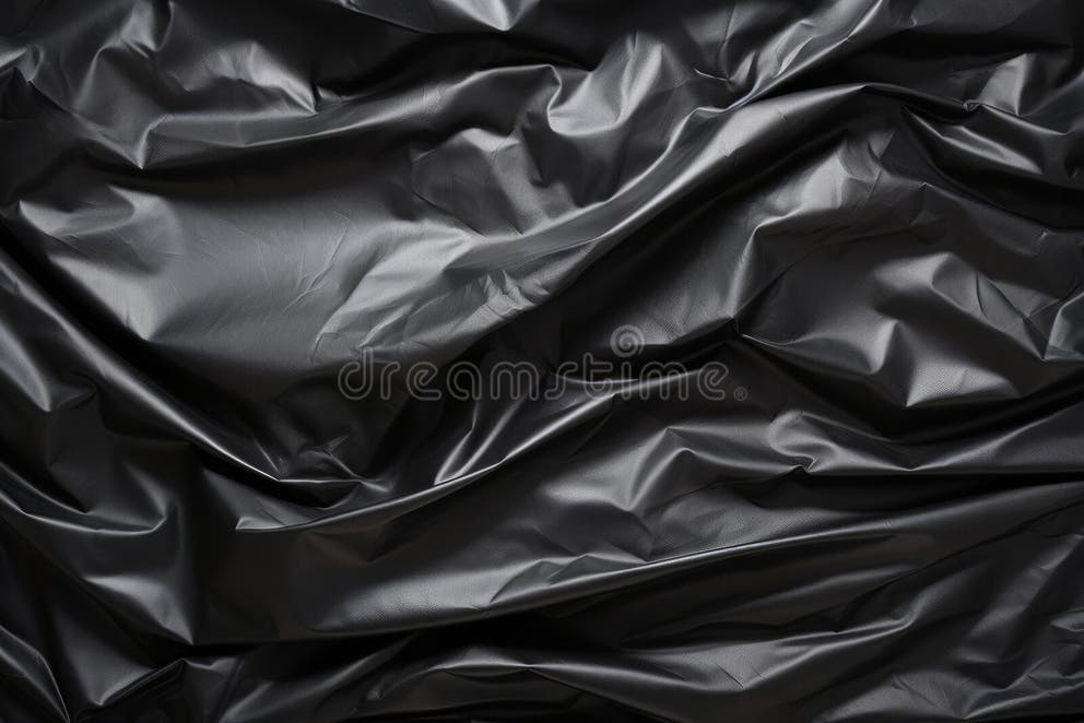 Processed Collage of Black Cellophane Garbage Bag Texture. Background ...