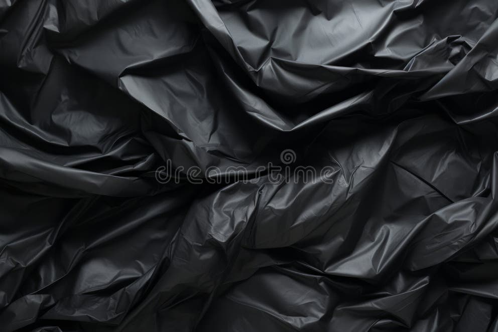 Processed Collage of Black Cellophane Garbage Bag Texture. Background ...