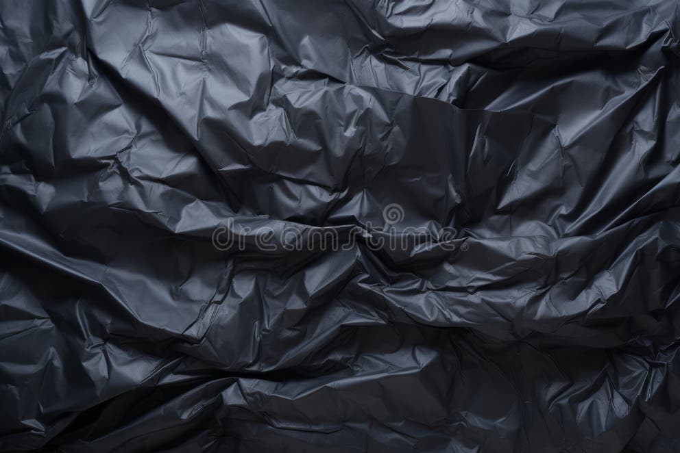 Processed Collage of Black Cellophane Garbage Bag Texture. Background ...