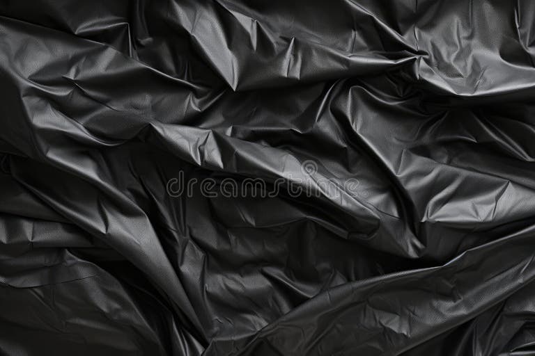 Processed Collage of Black Cellophane Garbage Bag Texture. Background ...