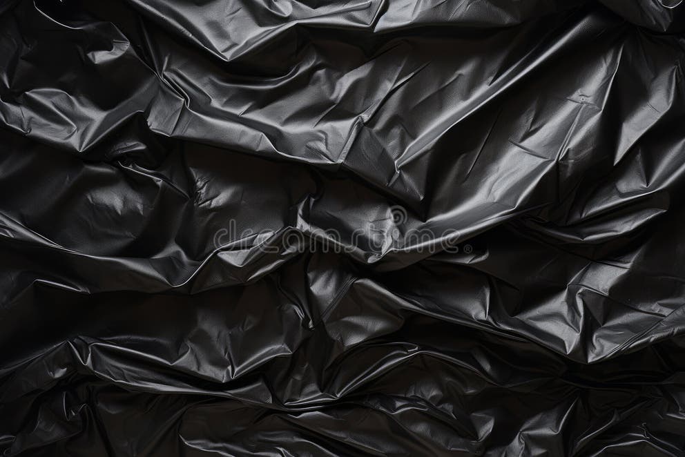 Processed Collage of Black Cellophane Garbage Bag Texture. Background ...