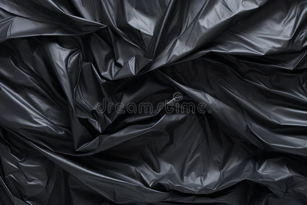Processed Collage of Black Cellophane Garbage Bag Texture. Background ...
