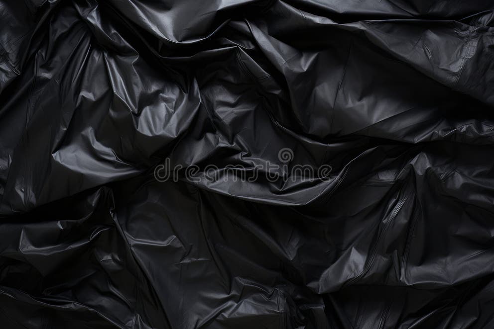 Processed Collage of Black Cellophane Garbage Bag Texture. Background ...