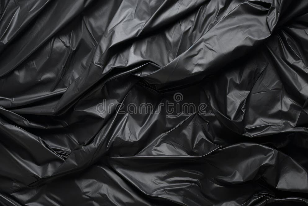 Processed Collage of Black Cellophane Garbage Bag Texture. Background ...