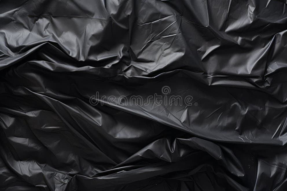 Processed Collage of Black Cellophane Garbage Bag Texture. Background ...