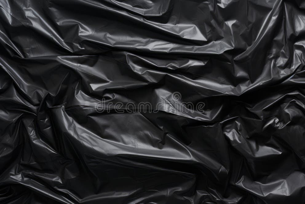 Processed Collage of Black Cellophane Garbage Bag Texture. Background ...