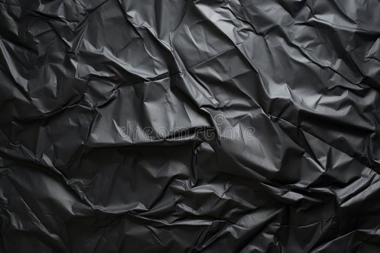 Processed Collage of Black Cellophane Garbage Bag Texture. Background ...