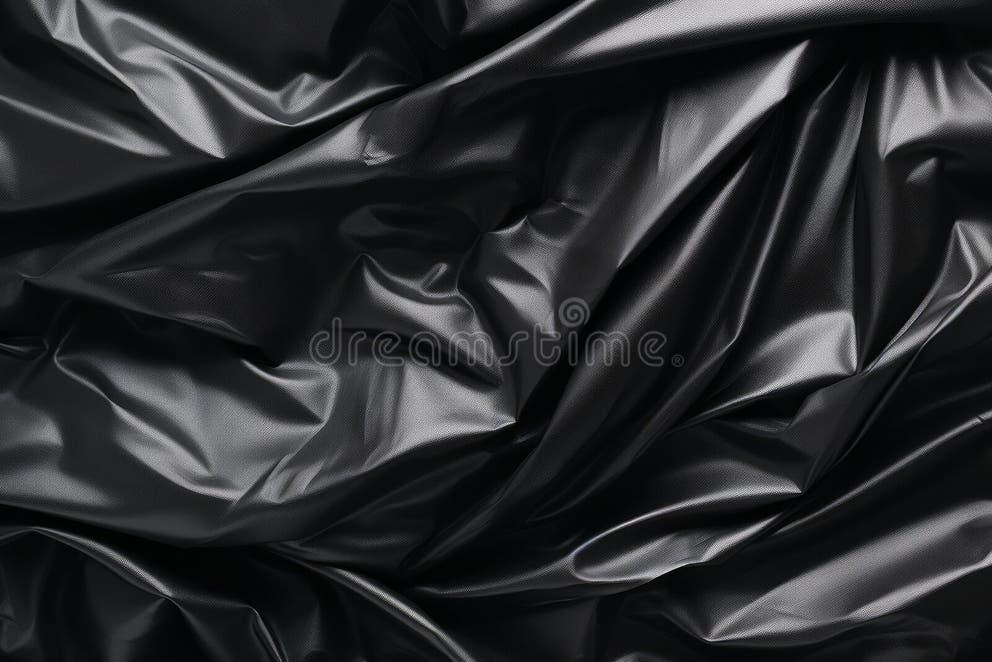 Processed Collage of Black Cellophane Garbage Bag Texture. Background ...