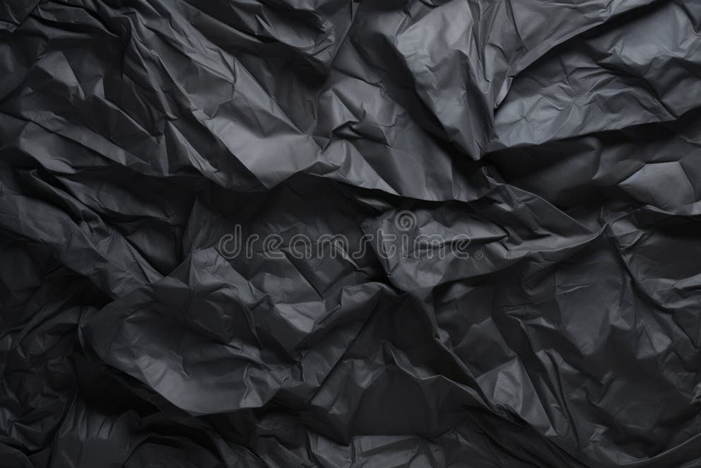 Processed Collage of Black Cellophane Garbage Bag Texture. Background ...
