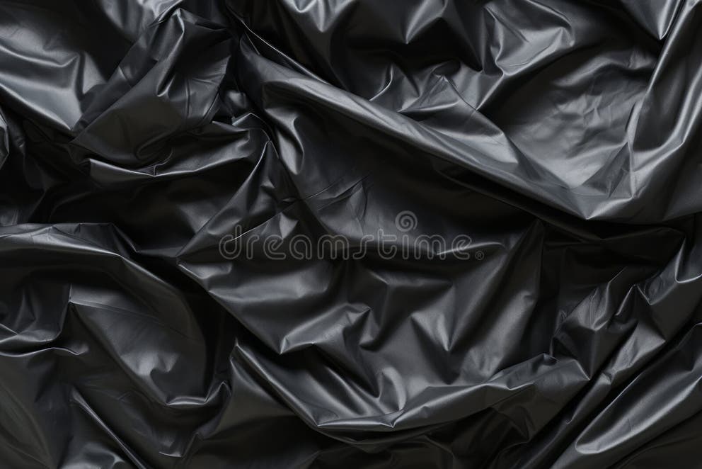 Processed Collage of Black Cellophane Garbage Bag Texture. Background ...