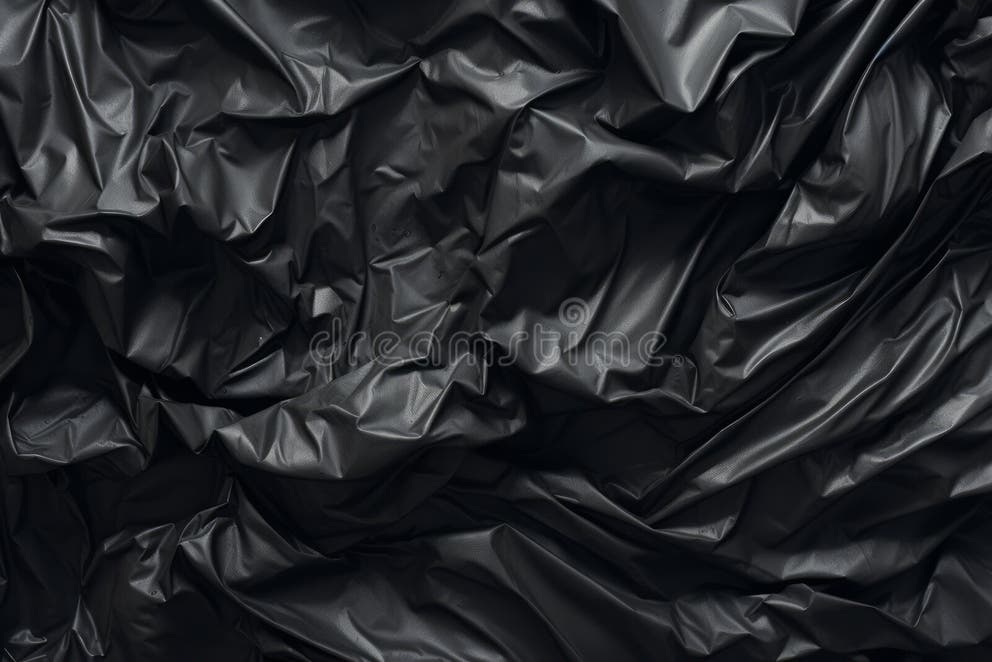 Processed Collage of Black Cellophane Garbage Bag Texture. Background ...