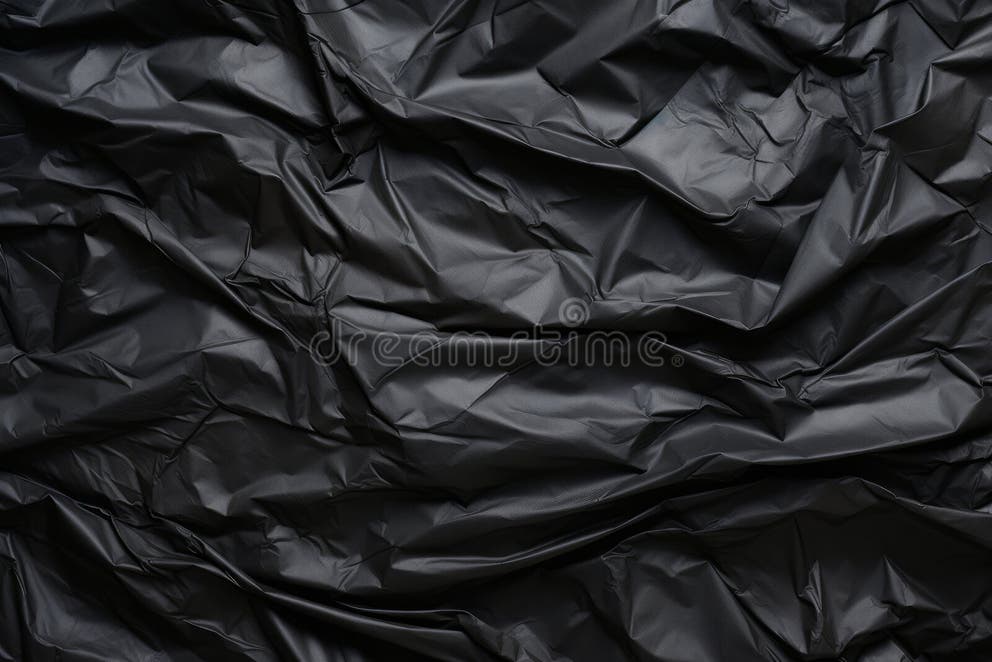 Processed Collage of Black Cellophane Garbage Bag Texture. Background ...
