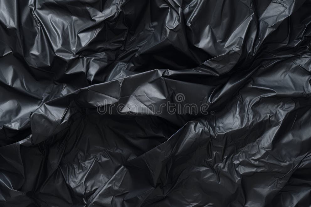 Processed Collage of Black Cellophane Garbage Bag Texture. Background ...