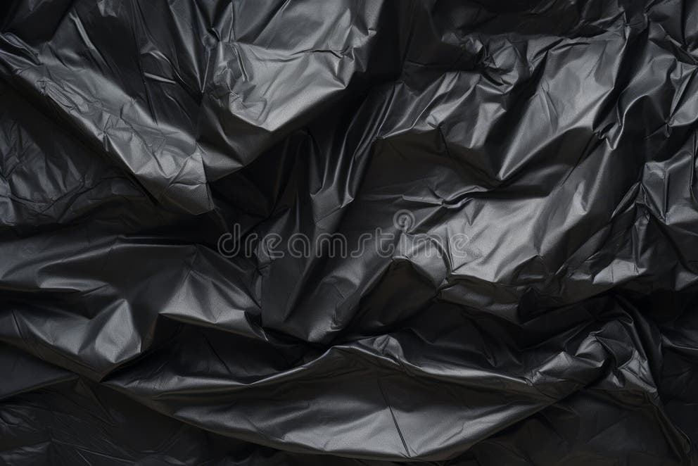 Processed Collage of Black Cellophane Garbage Bag Texture. Background ...